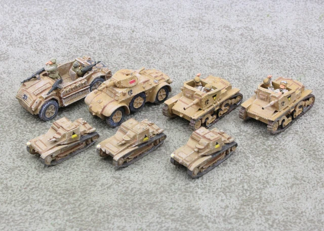 15MM WW2 METAL/RESIN Italian Light Tanks Armoured Car x7 DAK Flames of ...