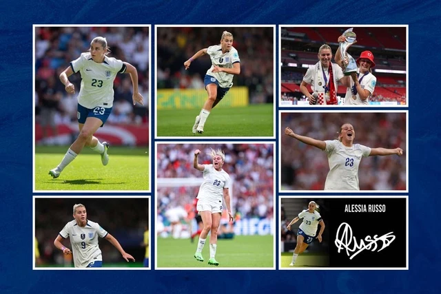 ALESSIA RUSSO ENGLAND Lionesses Signed Pre-Print 12x8 Montage PHOTO ...