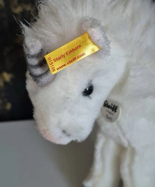 STARLY STEIFF UNICORN with Ear Stud and Name 015106 7" Soft Toy Plush ...