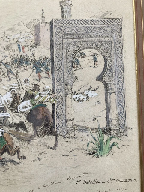 DESSIN CHARLES MEIXMORON Nancy Lorraine Guerre Algérie Militaire 1890 ...