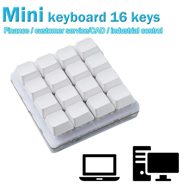 16-KEY BLACK KEYPAD Mechanical Keyboard Custom Shortcut Programmable ...
