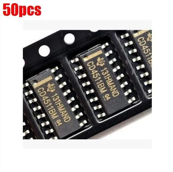 50PCS CD4511 CD4511BM BCD-TO-7 Segment Latch Decoder Driver SOP-16 New ...