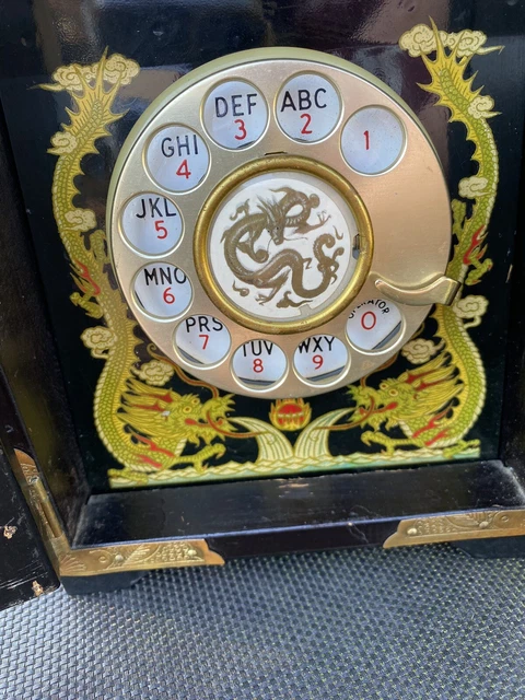 VINTAGE 1956 MANDARIN Telephone Asian Design Brass Accents Rotary ...