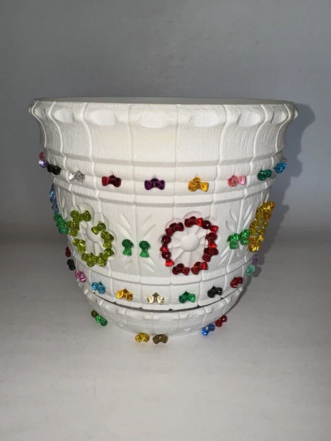 VINTAGE MID CENTURY Beaded LawnWare Plastic Plant Flower Pot Planter £ ...