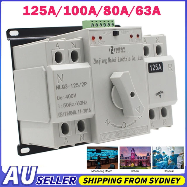 MINI DOUBLE POWER Automatic Transfer Switch CB Class 2 Pole 125A/100A ...