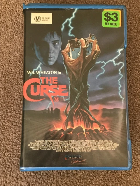 VINTAGE 1987 THE CURSE Horror Movie CLAMSHELL Ex Rental VHS Video Store ...