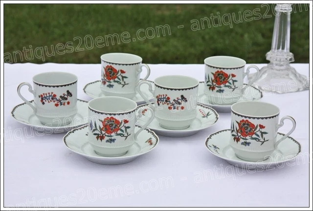 6 TASSES À thé porcelaine de Limoges Haviland Grenade NEUF - Tea cups ...