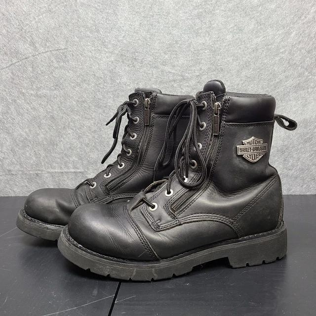 HARLEY DAVIDSON MENS Landry 6 Inch Black Motorcycle Boots Dual YKK ...