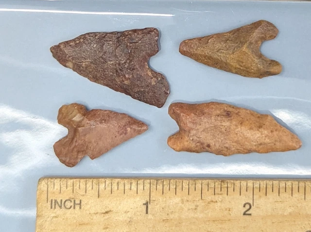 LOT OF 4 NEOLITHIC Stone age Arrowhead Projectile points (#F4865) $16. ...