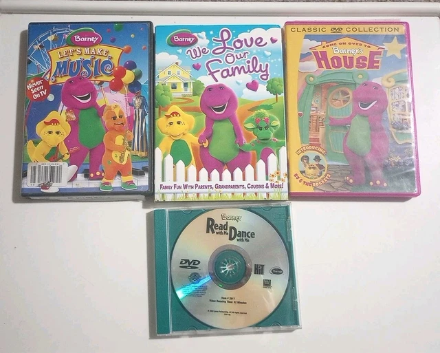 BARNEY LOT Of 4 DVDs Let's Make Music We Love Our Family Read With Me ...