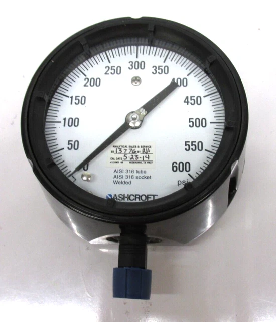 ASHCROFT 1279 PROCESS Gauge 600 PSI, 316 SS Tube 316 Socket Welded, 1/2 ...