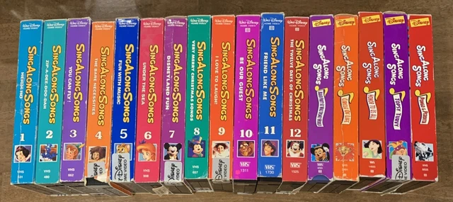LOT OF 17 Disney Sing Along Songs VHS Tapes 1-12 Plus 5 Bonus Tapes ...