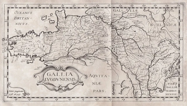 GALLIA GAULE GALLIEN Bretagne France Carte Map Gravure EUR 49,36 ...