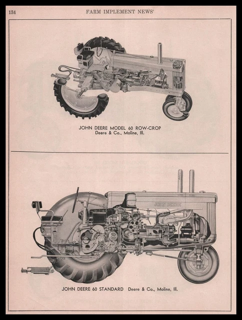 1956 JOHN DEERE Model 60 Standard & RowCrop Tractors Cross Section View ...