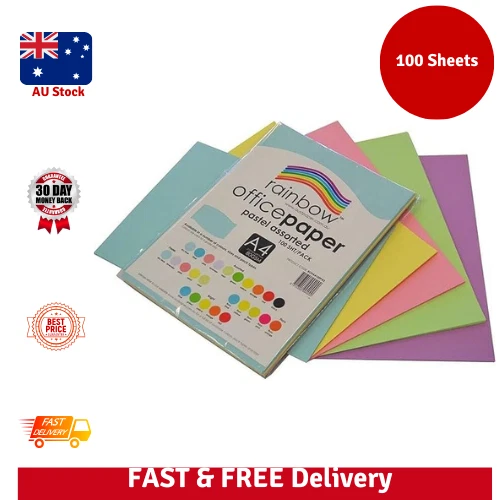 RAINBOW A4 COLOUR Copy Paper 100 Sheets, Pastel Assorted $20.10 ...