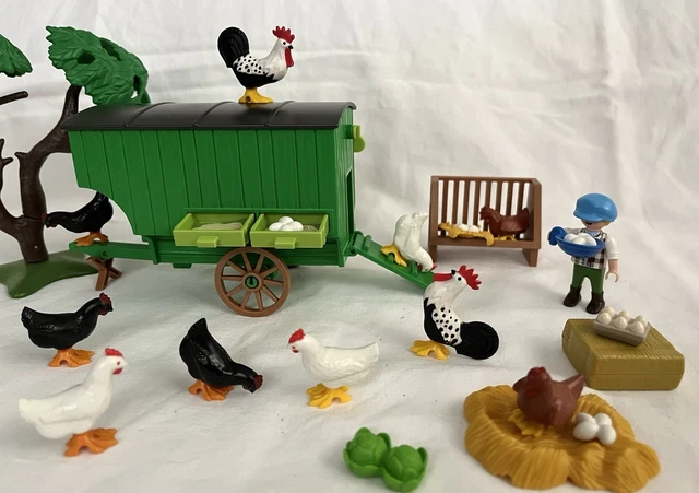 PLAYMOBIL LOT ROULOTTE Poulailler 70138 Complet POULES COUNTRY VIE A LA ...