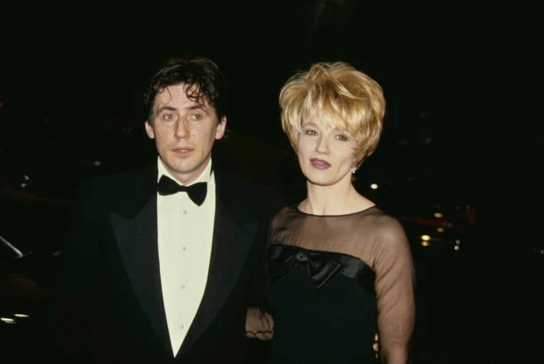 IRISH ACTOR GABRIEL Byrne wearing a tuxedo bow tie his wife Am- 1992 ...