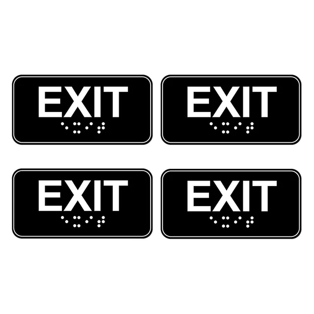 4PCS EXIT SIGN with Braille, 6x3in Emergency Exit Sign Plastic Exit ...