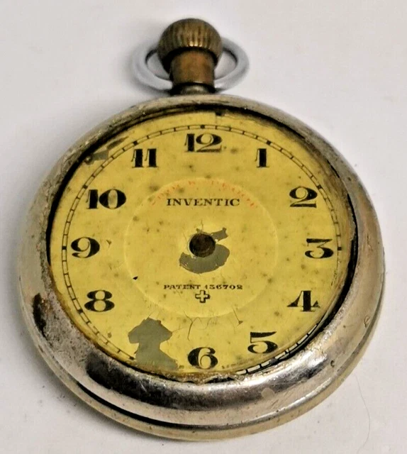 VINTAGE INVENTIC SWISS made manual wind pocket watch for spares or ...