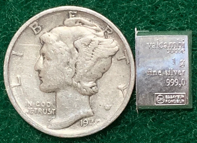 RARE OLD 1940 Mercury US Coin Collection Dime 99.9% Pure Silver ...