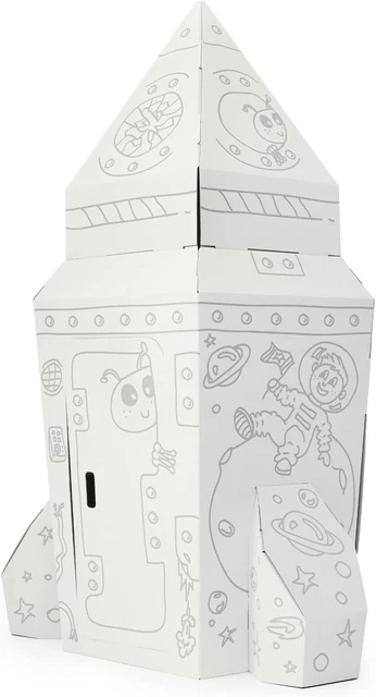 XL CARDBOARD SPACESHIP Playhouse Kids Colour In Rocket Craft Toy £240. ...