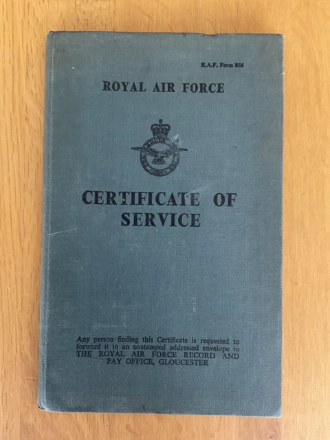 BRITISH RAF ROYAL Air Force Certificate of Service Book Cpl McGinlay ...
