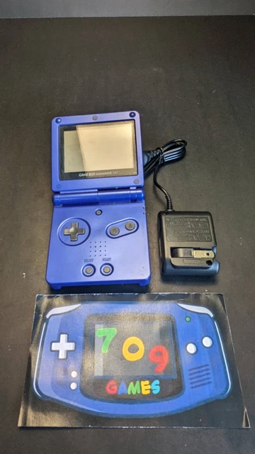 NINTENDO GAMEBOY ADVANCE SP AGS-001 Blue Handheld Console w/ charger ...