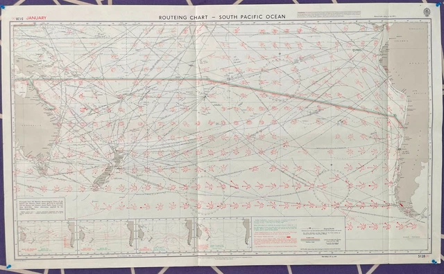 AMIRAUTÉ 5128 (1) Routeing Chart-South Pacific Océan Carte Vintage ...