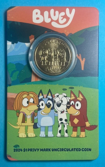 2024 BLUEY DOG $1 Dollar Privy Mark Coin Capsule on Card Carded BLUEY ...