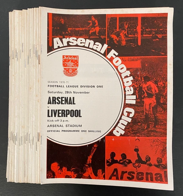 ARSENAL 1970/1971 SEASON Complete set of DOUBLE SEASON home football ...