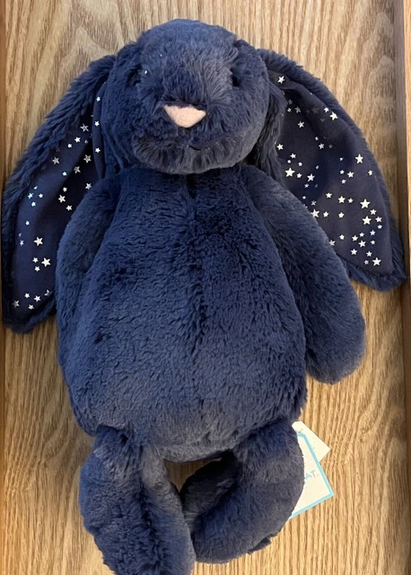 JELLYCAT MEDIUM 30CM Original Bashful Stardust Bunny Navy Plush star ...