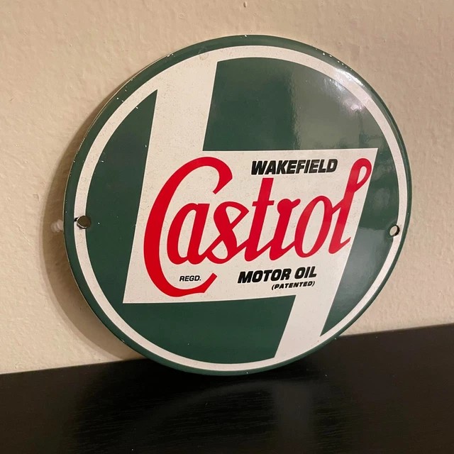 VINTAGE CASTROL WAKEFIELD Motor Oil Gasoline Service Station Porcelain ...
