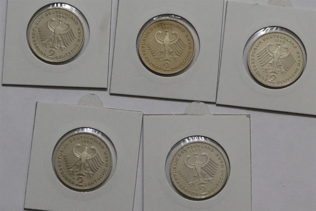 🧭 🇩🇪 DEUTSCHLAND Bund Brandt 2 Mark 1995 Selten Proof - 5 Münzen B71... EUR 110,62 - PicClick DE