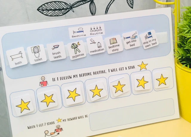 MY BEDTIME ROUTINE visual and reward chart star chart Autism ASD ADHD £ ...