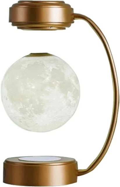 LEVITATING MOON LAMP Gold 3D Printed Floating LED Night Light Iron ...