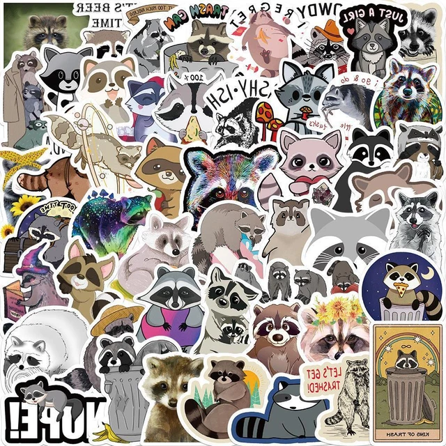 Raccoon Waterproof Vinyl Decal Stickers Laptop Bottle Phone Case 50pcs 