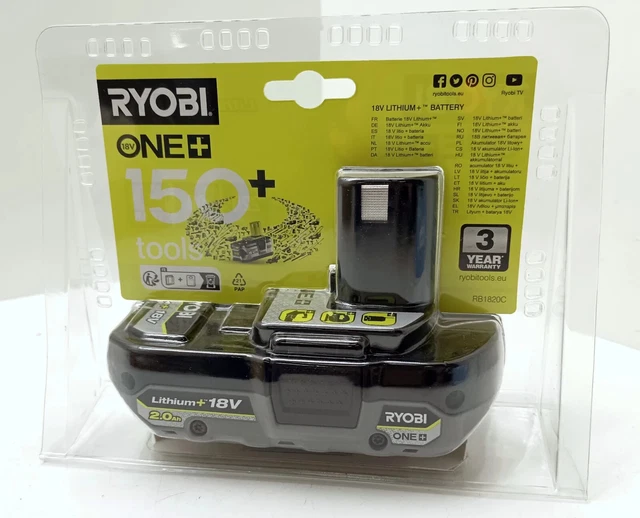 RYOBI ONE+ HP RB1820C 18V 2.0Ah Lithium+ Akku mit IntelliCell ...