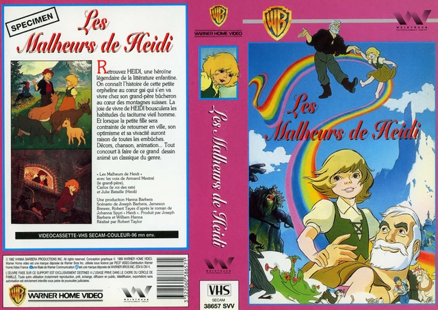 JAQUETTE VIDEO(SEUL SANS vhs)-LES MALHEURS DE HEIDI-WARNER EUR 3,50 ...