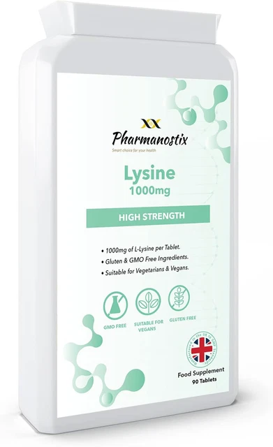 L-LYSINE TABLETS 1000MG 90 Tablets - High Strength Essential Amino Acid ...