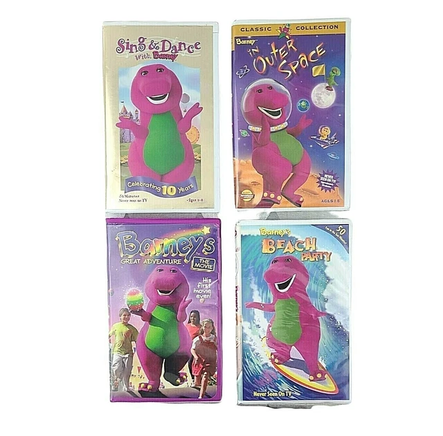BARNEY VHS CLAM Shell LOT 4 Beach Party Great Adventure Outer Space ...