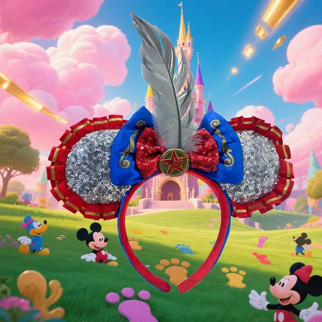 DISNEY- FEATHER PENTAGRAM Mickey Mouse Ears Princess Party Headband £15 ...