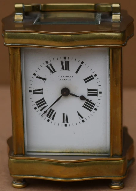 WORKING SHAPELY OLD Brass Finnigans Carriage Clock £8.50 - PicClick UK