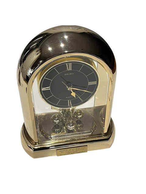 SEIKO QUARTZ ANNIVERSARY Mantle Clock Rotating Pendulum Runs Perfect £ ...
