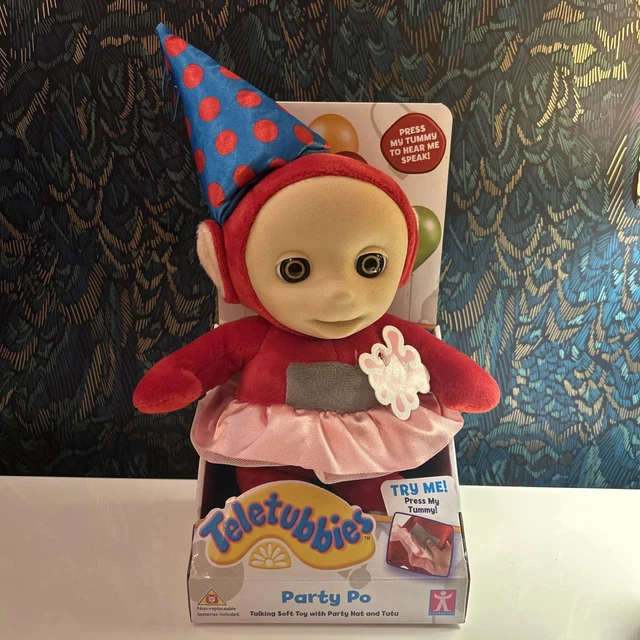 TELETUBBIES TALKING PLUSH Toy Party Po Tutu & Party Hat Soft Toy RED ...