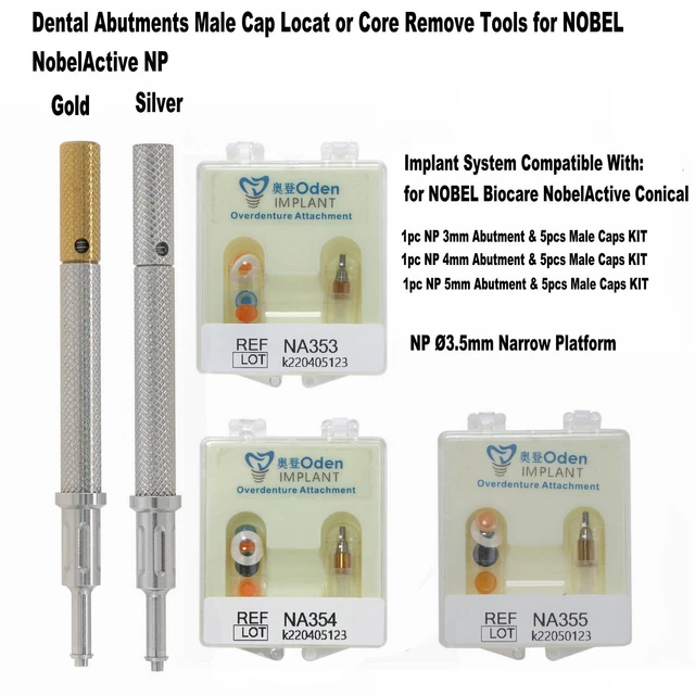DENTAL ATTACHMENT ABUTMENT Male Cap Remove Tools for NOBEL NobelActive ...