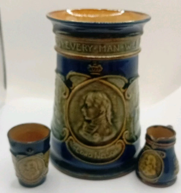 ROYAL DOULTON LAMBETH Lord Nelson Commemorative Art Pottery 5 Inch Vase ...