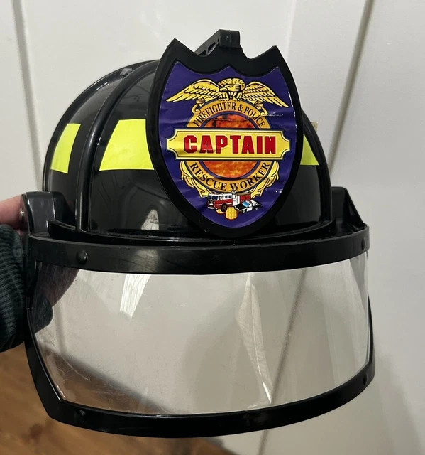 AEROMAX ADULT FIREFIGHTER Captain Helmet with Visor Costume Accessory £ ...