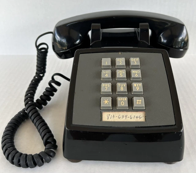 VINTAGE PUSH BUTTON Telephone Black Western Electric Bell System Phone ...