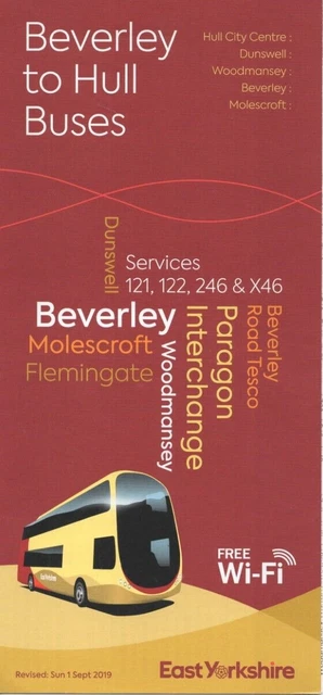 EAST YORKSHIRE BUS TIMETABLE - 121/122/246/x46 - BEVERLEY-HULL ...