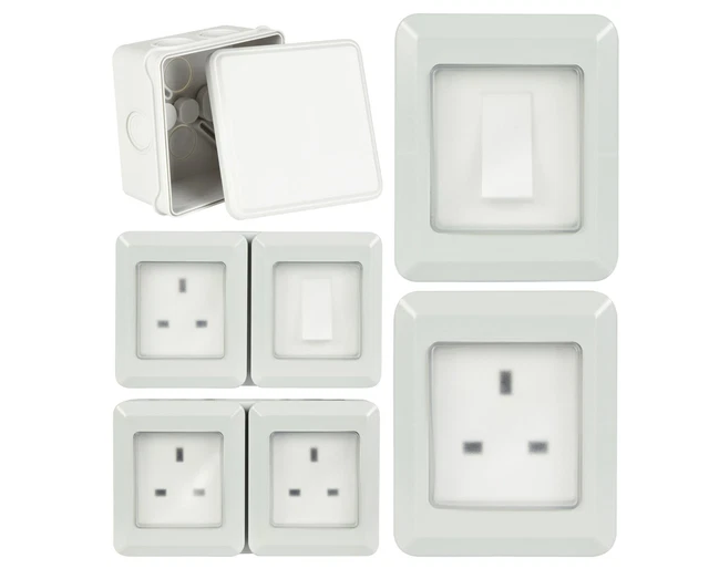 OUTDOOR WEATHERPROOF IP55 Power Switch & Socket 1 2 Gang Cover Garden ...